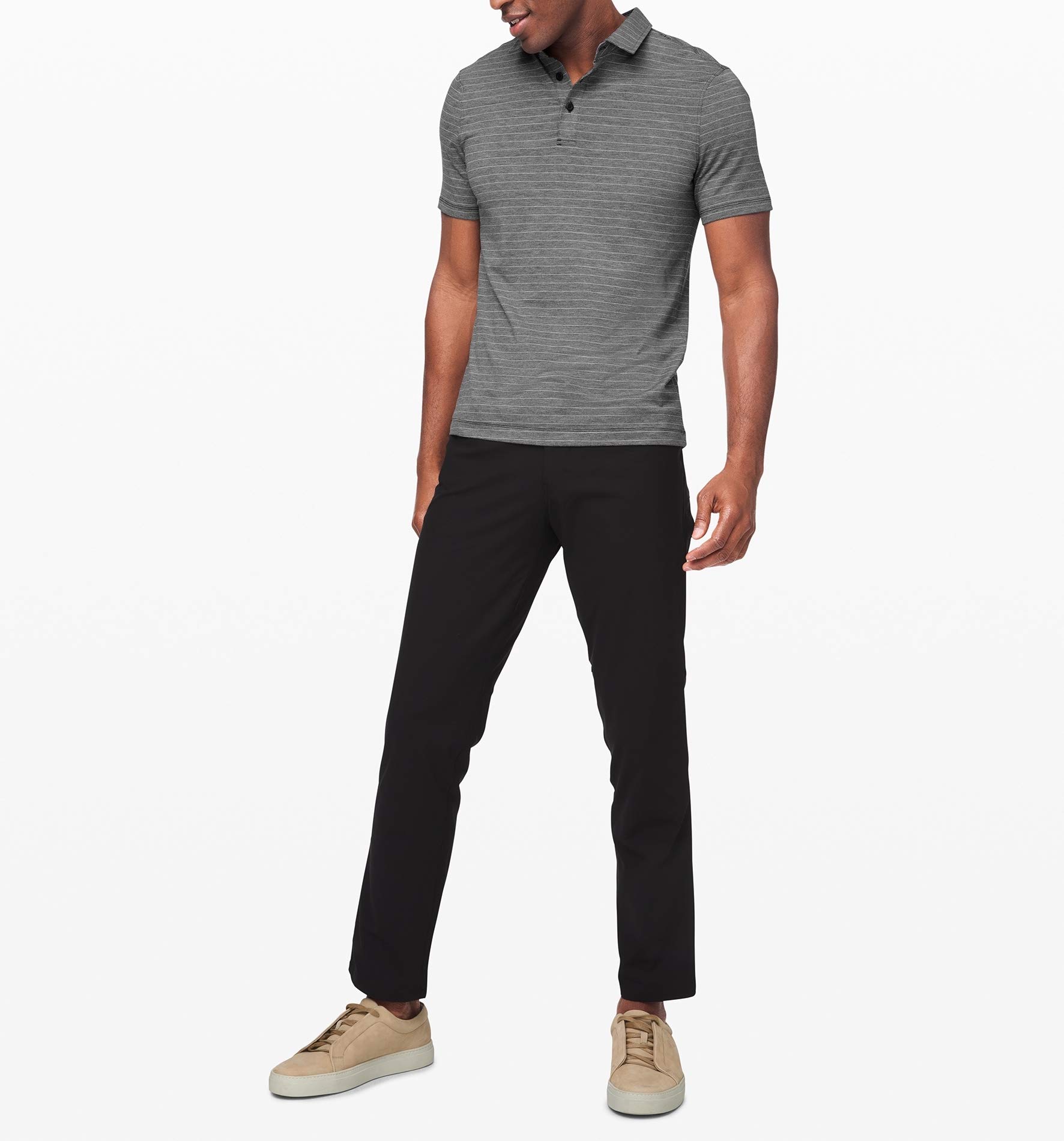 lululemon Mens Evolution Polo Short Sleeve Shirt (Deft Stripe Heathered True Navy, XXL)