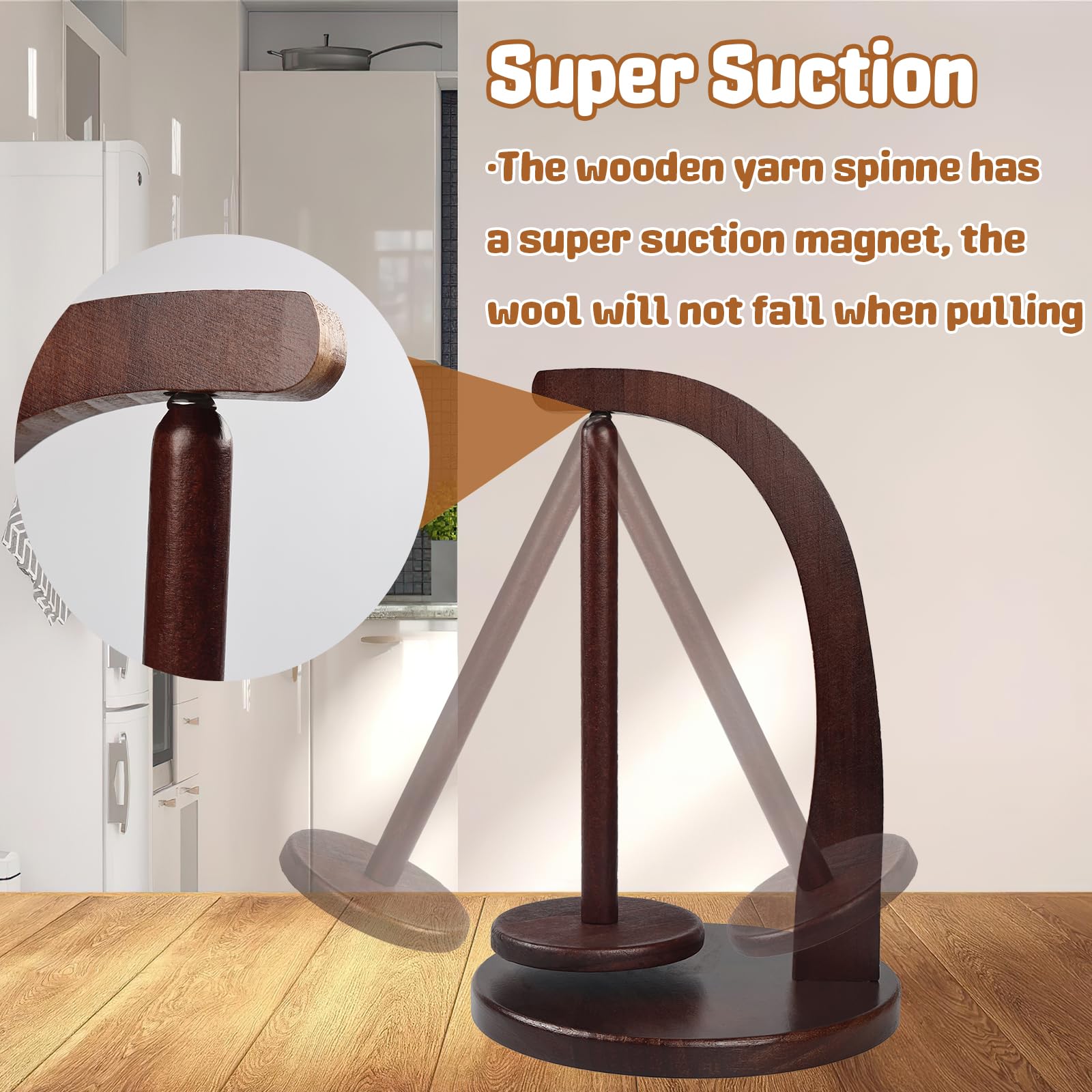 Yarn Spindle Dispenser for Crocheting, Wooden Yarn Ball Holder Stand Spinner, Yarn Dispenser for Knitting Rotating, Crochet Gift for Knitting Lovers (Walnut)