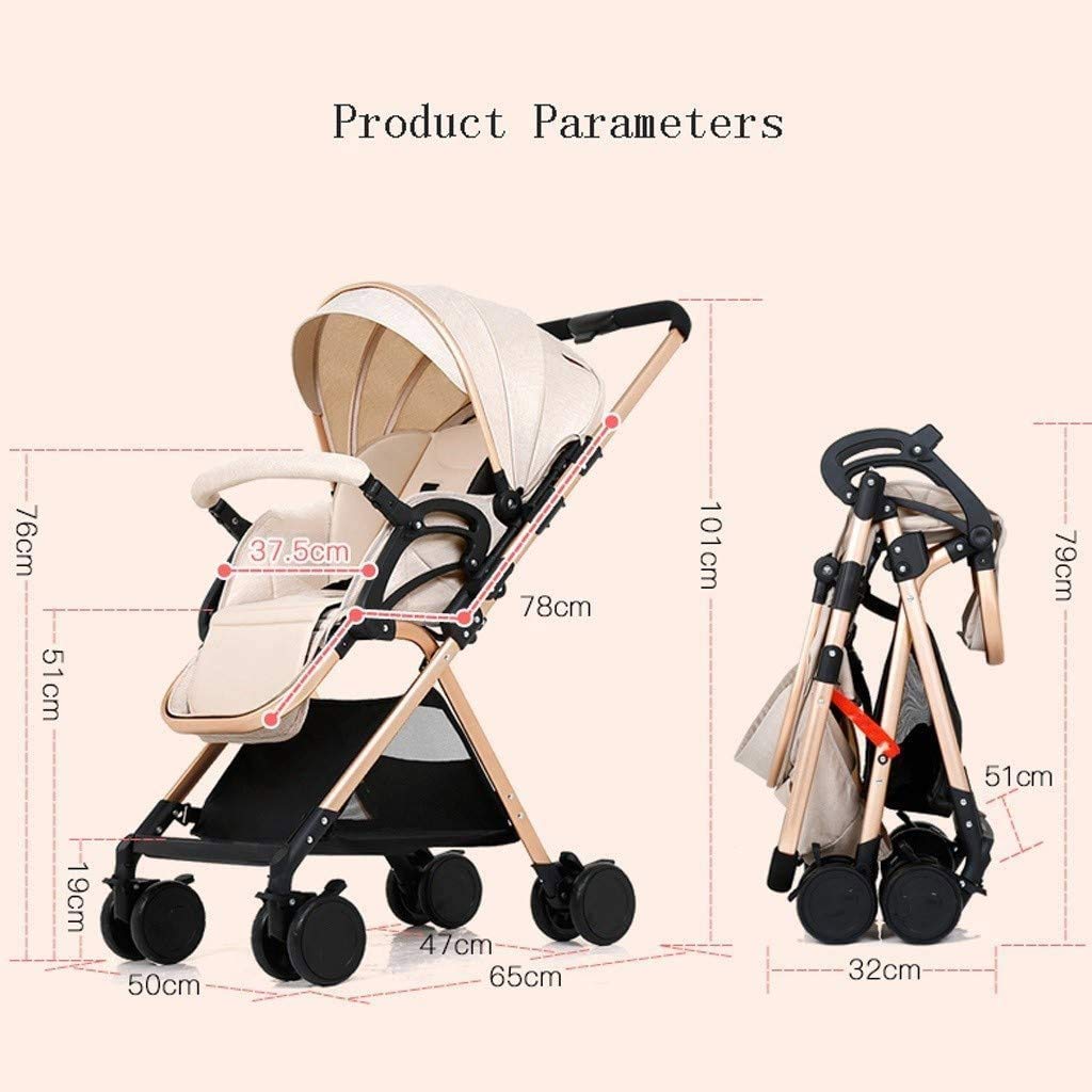 WYFDP Baby Stroller All Terrain Stroller Compact Convertible Stroller, Four Wheeled Stroller Lightweight Folding Stroller (Color : A)