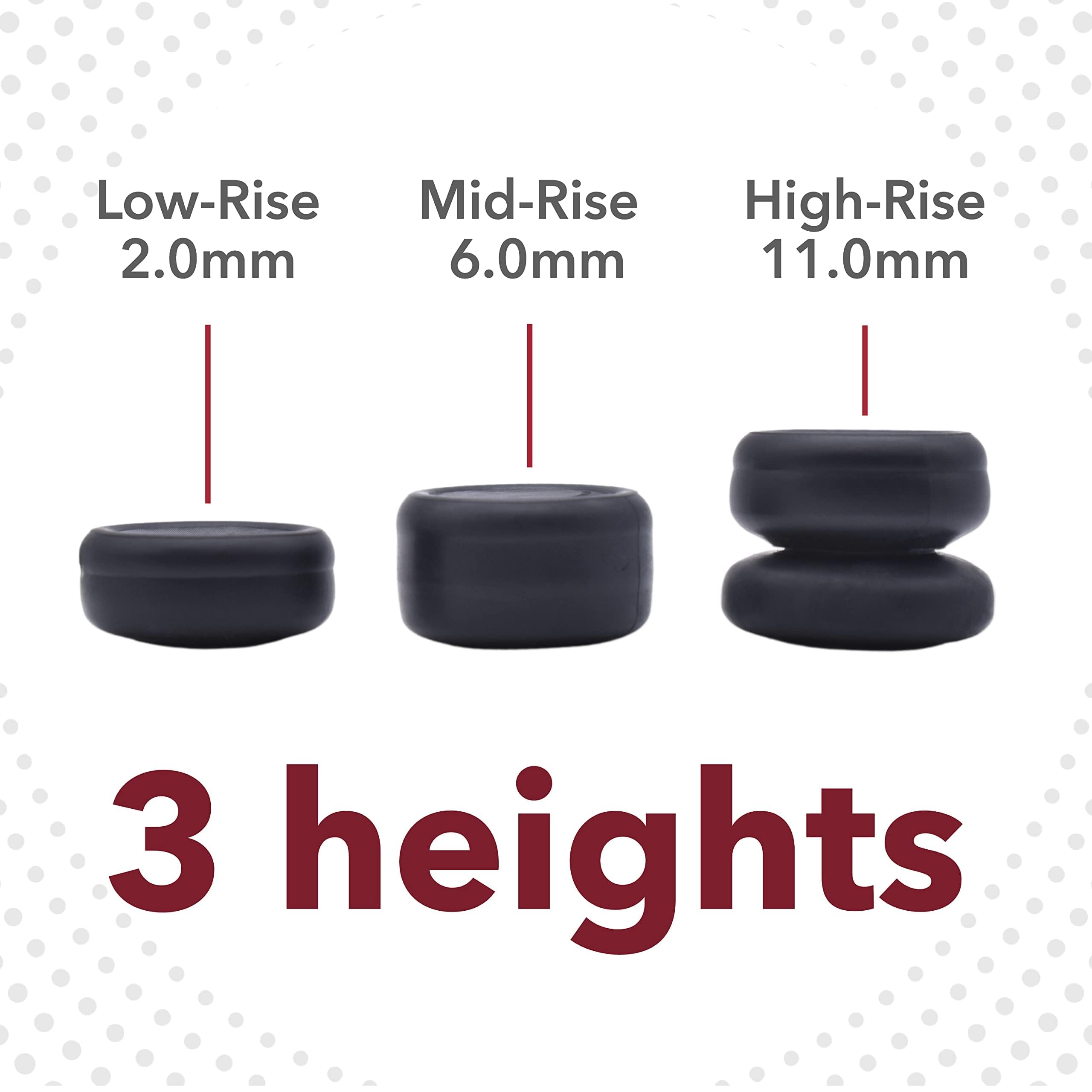 Setex Gecko Grip, 2 High Rise Thumbstick Grip Covers, for PlayStation PS5, PS4, Xbox One, Switch Pro, Steam Deck, Anti-Slip Microstructured Analog Stick Thumb Grips, Black, Covers Only