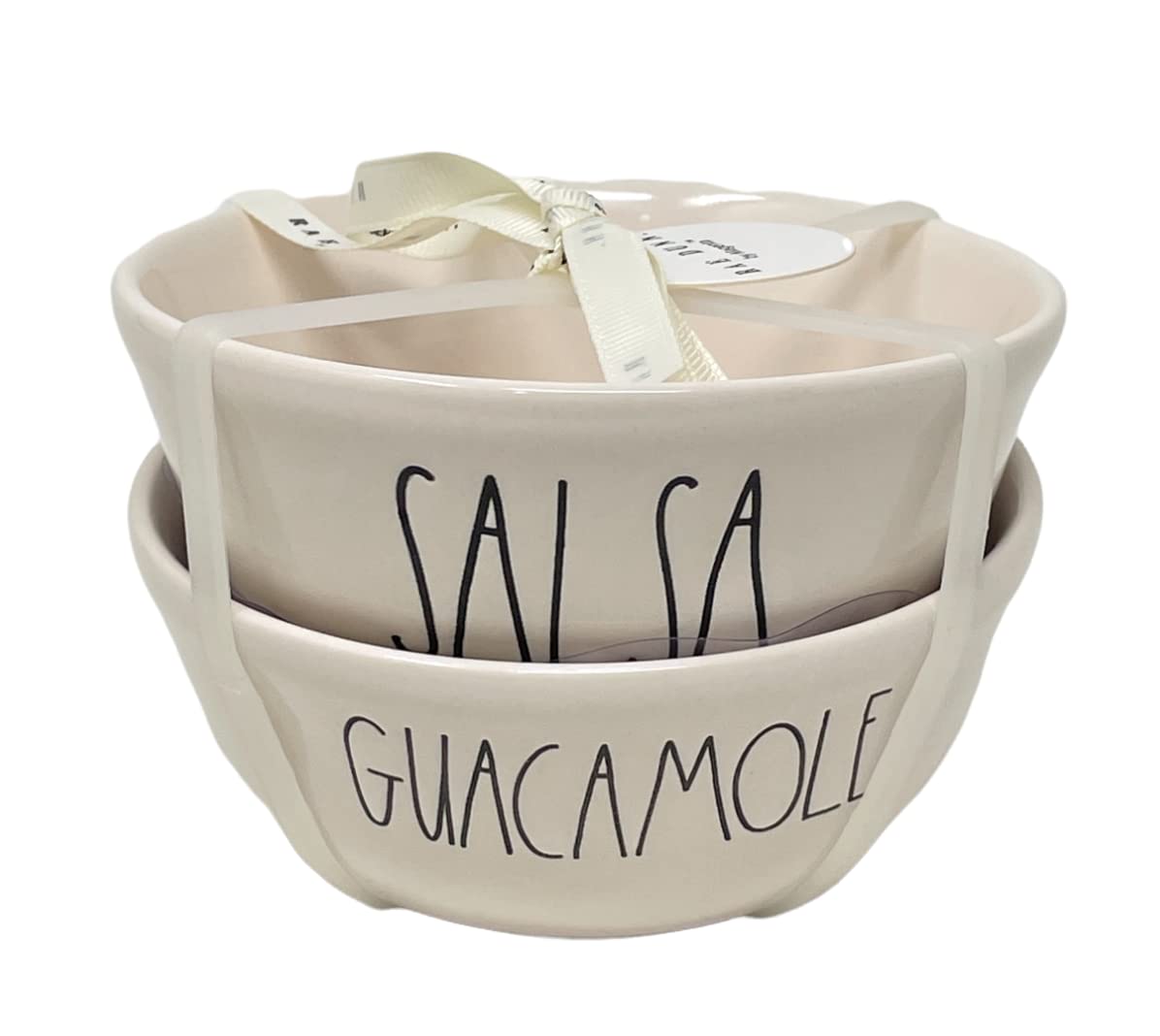 Rae Dunn GUACAMOLE + SALSA Bowl set of 2 Ceramic - 5 in