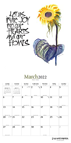 Live with Intention 2022 12 x 12 Inch Monthly Square Wall Calendar by Brush Dance, Art Paintings Inspiration Motivation