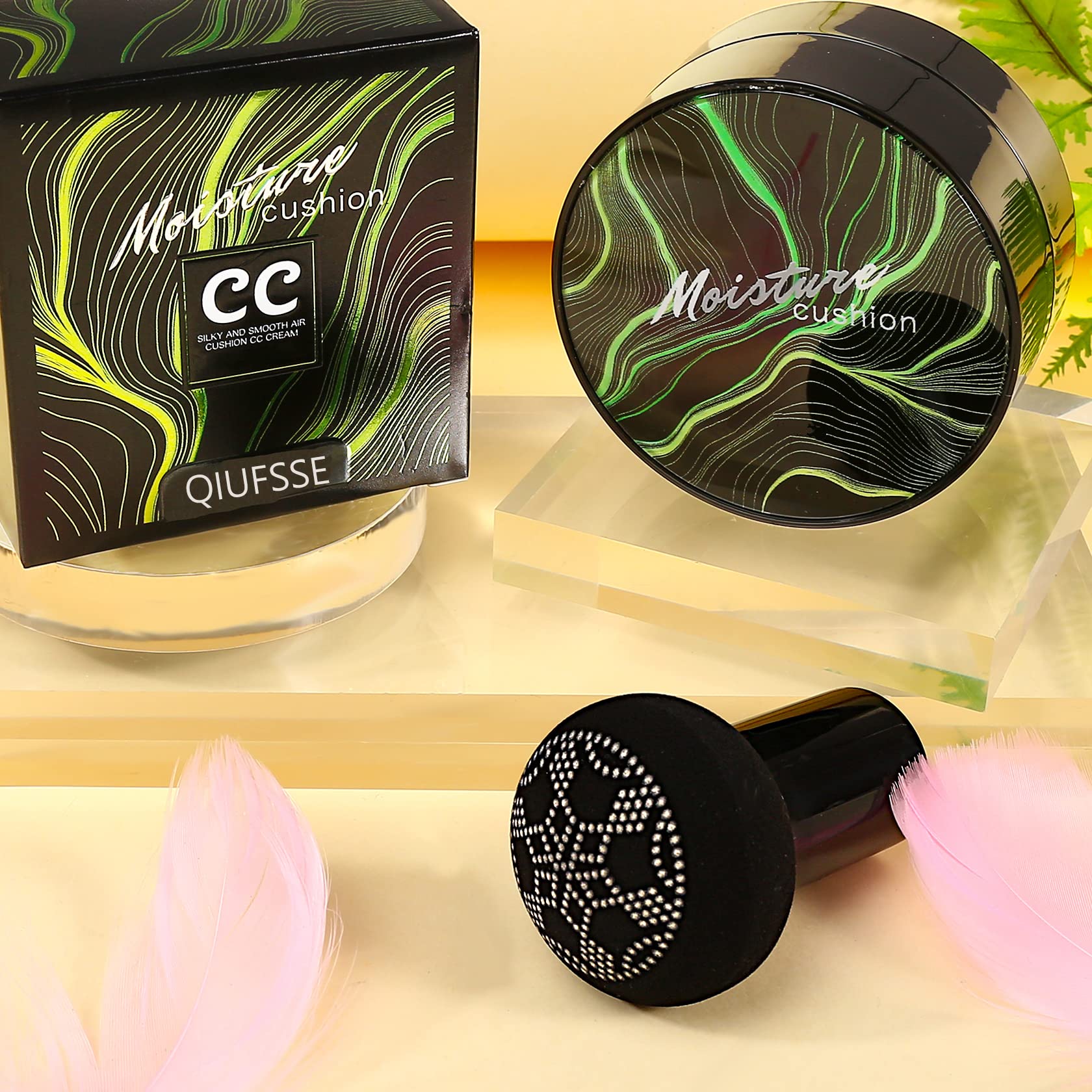 QIUFSSE Mushroom Head Air Cushion CC Cream Foundation, Mushroom Head Foundation BB Cream Makeup Foundation Concealer Brighten Long-lasting Oil Control and Moisturizing-Natural