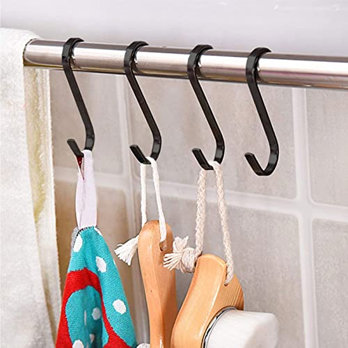 WEYEEN 10PCS Black S Hooks 4.3 inch,Heavy Duty S Hooks for Hanging Plants Outdoor Kitchenware Pan Pots Utensils Closet Clothes Bags Towels Kitchen Hooks Hanger