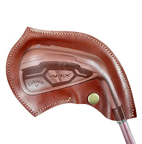 moriskorea Golf Club Head Cover (10pcs) Custom Initial Wedge Iron Protective Cowhide Full Grain Vegetable Leather Fit All Brands Titleist, Callaway, Ping, Taylormade, Cobra Etc. 1 Set. (Black)