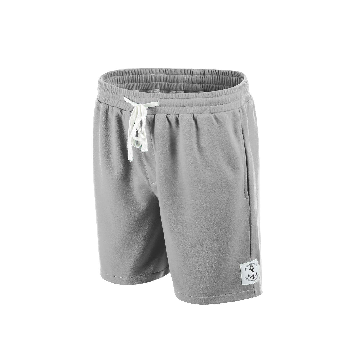 OOWVW Men's Shorts Casual Drawstring Jogger Athletic Workout Gym Sweat Shorts with Pockets Light Grey
