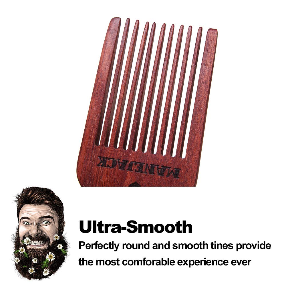 MANEJACK Beard Pick for Men- Wooden Comb Afro Hair Lift Combs