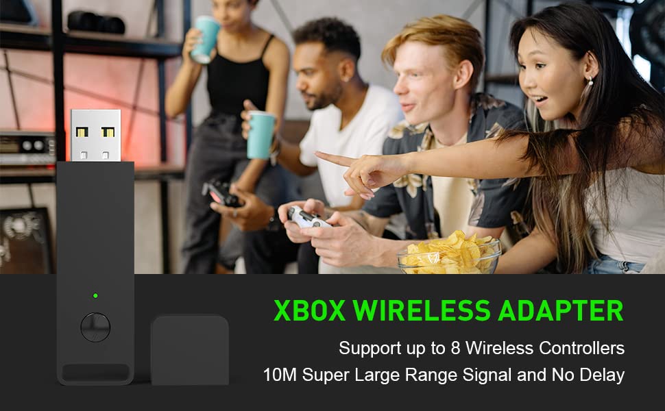 sevkumz Wireless Adapter for Xbox One, USB Wireless Gaming Receiver Adapter for Windows 10/8/7 Compatible with Xbox One Controller, Xbox One X, Xbox One S and Elite Series Controller