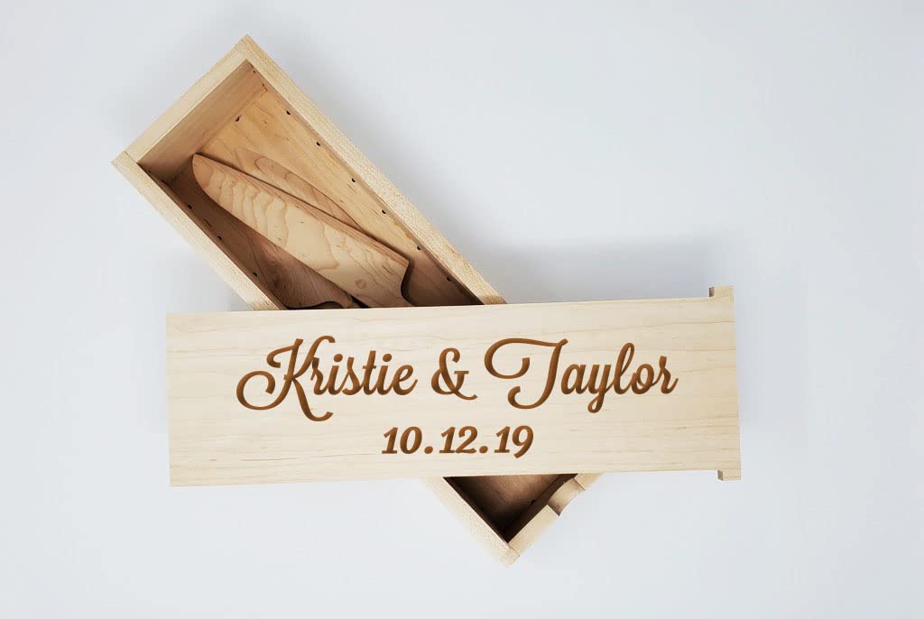 Personalized Cake Serving Set, Laser Engraved Cake Set,Wedding Gift,Anniversary Gift,Wooden Knife And Server,Rustic Cake Set,Wedding Cake Cutting Set, Farmhouse Cake Server