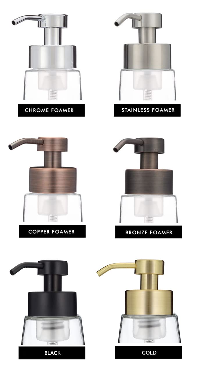Rail19 Flora Fluted Foaming Soap Dispenser | Vintage-Inspired Modern Glass Refillable Pump Bottle for Bathroom Vanity Countertop and Kitchen, 10oz (Stainless)