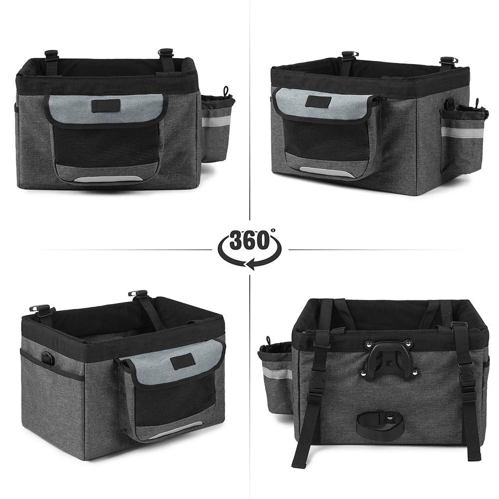 Lixada Foldable Front Bicycle Basket Removable Bicycle Pet Basket Pet Dog Cat Rabbit Carrier Camping Tote Bag