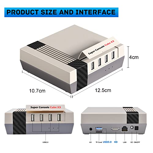 Super Console Cube X3 Retro Game Console Built-in 100000+Games,Video Game Console with EmuElec 4.5/Android 9.0/CoreE,8K UHD Output,2.4+5G,BT 4.0,Emulator Console Compatible with Most Emulators (256GB)
