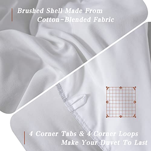 zzlamb Lightweight Down Feather Comforter Queen Size, All Season Medium Warm Down Duvet Insert Fluffy Down Blanket, Soft Cotton-Blended Shell Down Proof Duvet with Corner Tabs, 90x90 inches White