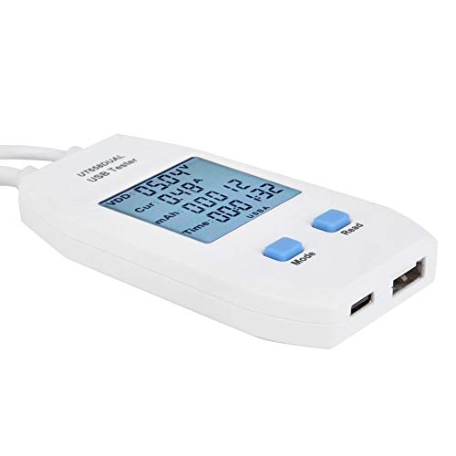 USB Detector Digital Portable Voltmeter Ammeter Power Capacity Tester Voltage Current Meter (UT658 Dual White)