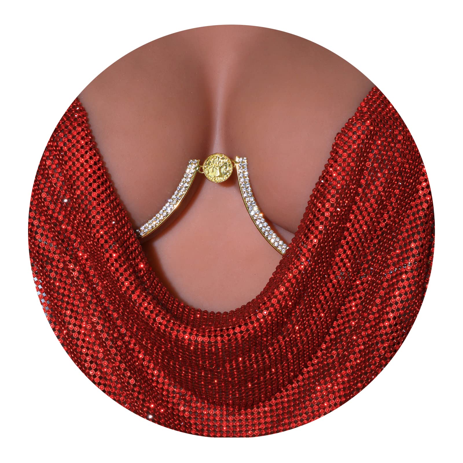 Sexy Metal Bikini Body Chains for Women,Rhinestone Chest Bracket Bikini Bra Chest Chain (B)