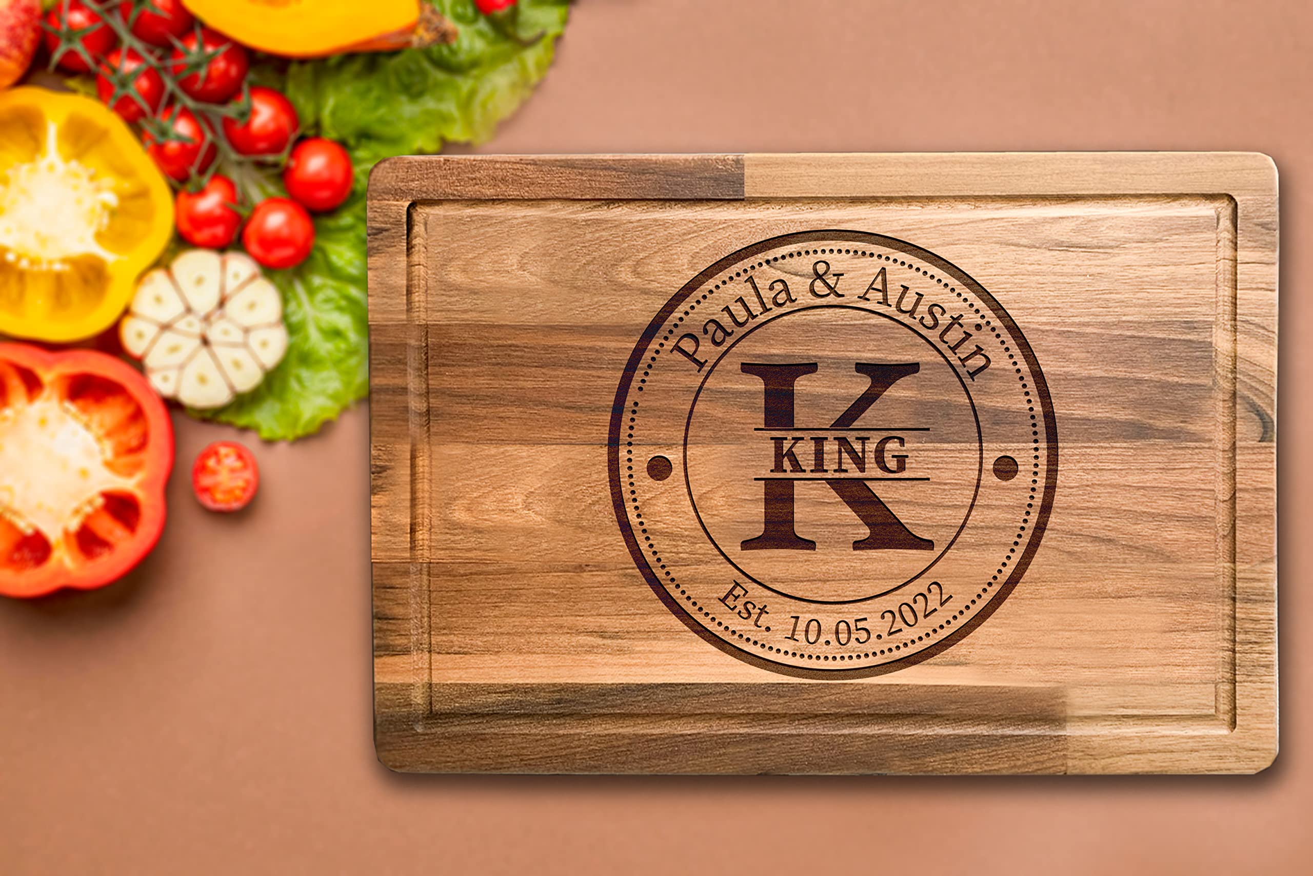 Personalized Cutting Board, Perfect Gifts for Couples or Parents, Customizable Christmas Gifts, Wedding, Anniversary, House Warming Gift Idea, Wooden Kitchen Decor New Homeowners (Bamboo, Large)