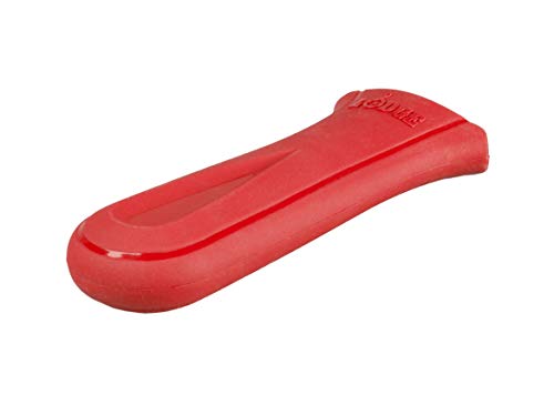 Lodge Deluxe Silicone Hot Handle Holder - Dishwasher Safe Hot Handle Holder Designed for Lodge Cast Iron Skillets 9 Inches+ w/ Keyhole Handle - Reusable Heat Protection Up to 550° - Red