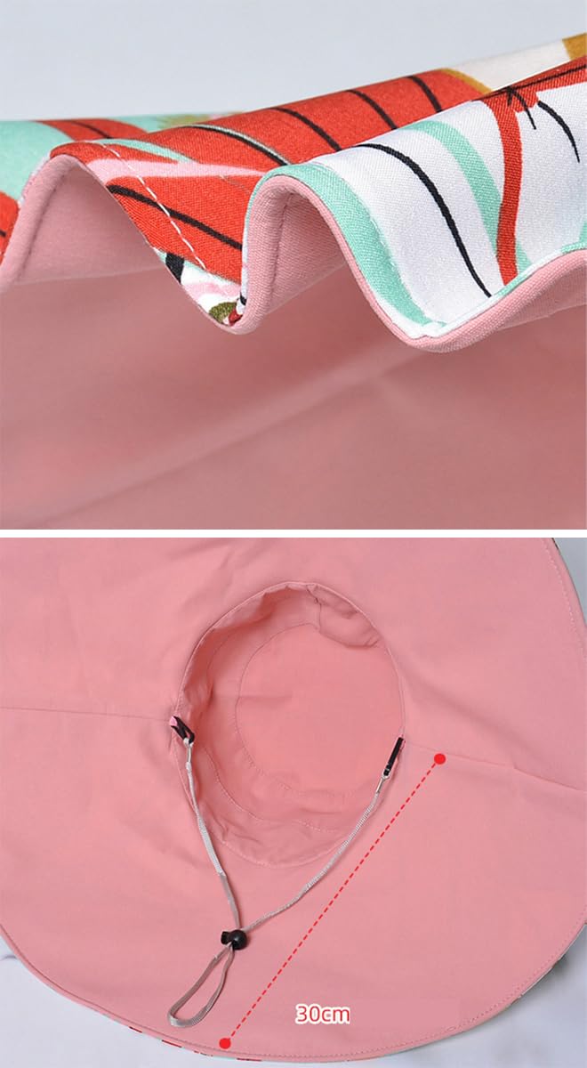 Super Wide Brim Sun Hat for Women Packable Reversible Double-Side-Wear Hats UV Protection Summer Beach Bucket Cap Black