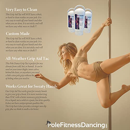 PFD Grip Tac - Pole Grip Aid Tac – Ultimate gripping Liquid Solution for Pole Dancing - Stronger Than Dry Hands, Repels Perspiration from Sweaty Hands, Enhancer to give Your Grip a Boost (2, Ounces)