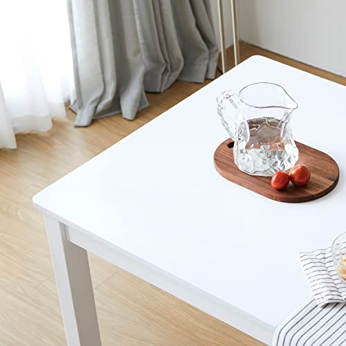Livinia Cabin 33.5" Wooden Dining Table/Small Rectangular Modern Farmhouse Solid Wood Kitchen Table Desk (White)