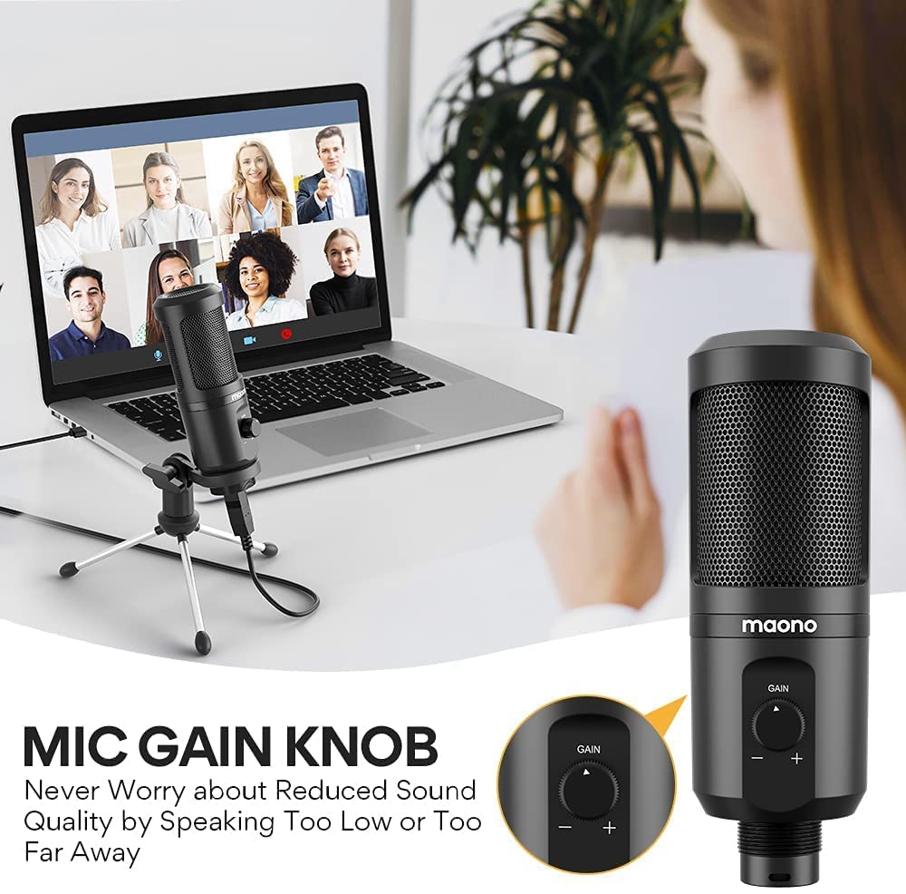 MAONO USB Gaming Microphone, PC Computer Condenser Mic with Gain for Recording, Podcasting, Streaming, YouTube, Twitch, Skype, Compatible with PS5 PS4 Mac Laptop Desktop (PM461TR)