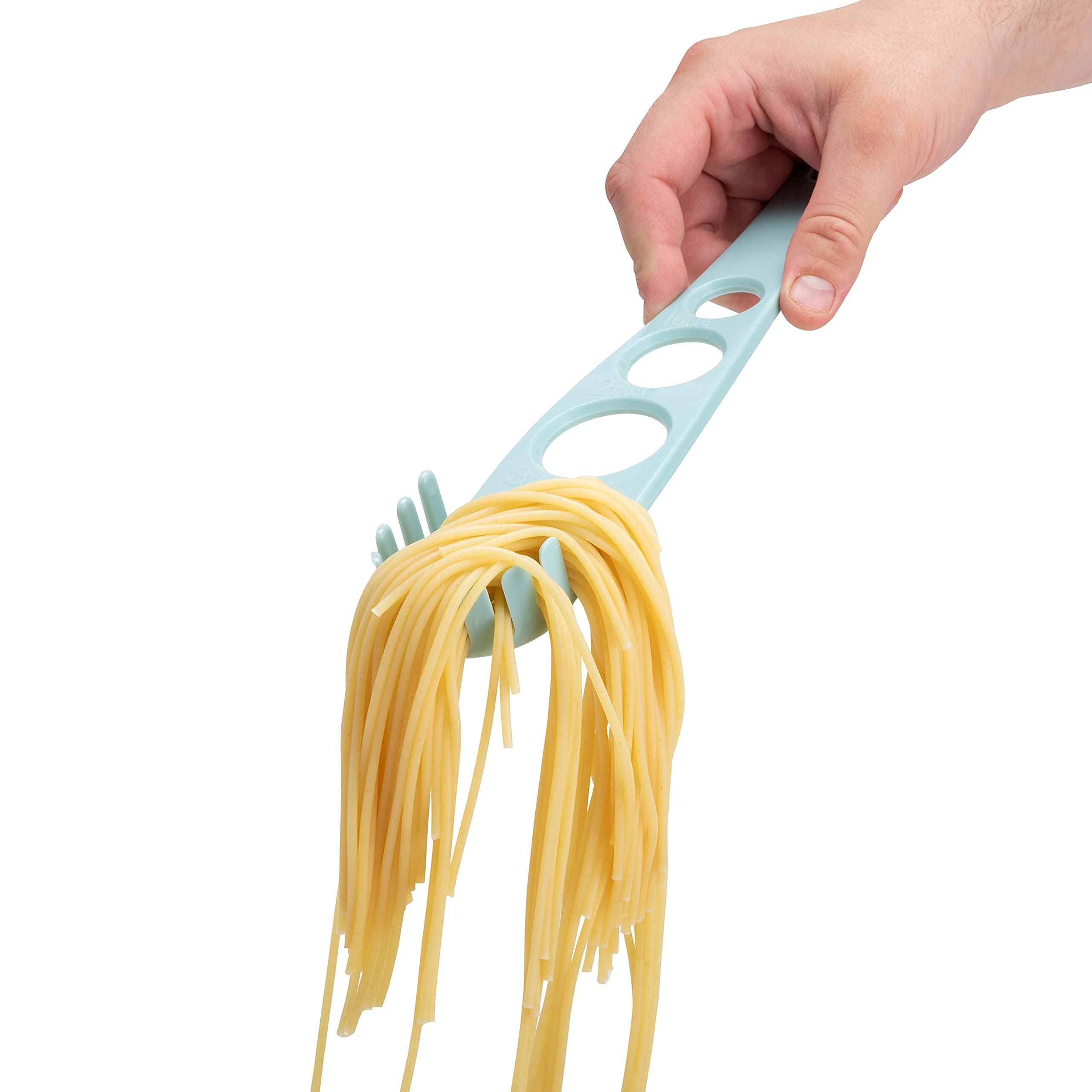 Rossiko Fields Microwave Pasta and Vegetable Cooker Steamer- Spaghetti Server with Strainer and Measurer - Complete with Pasta Fork - Dishwasher Safe Beige