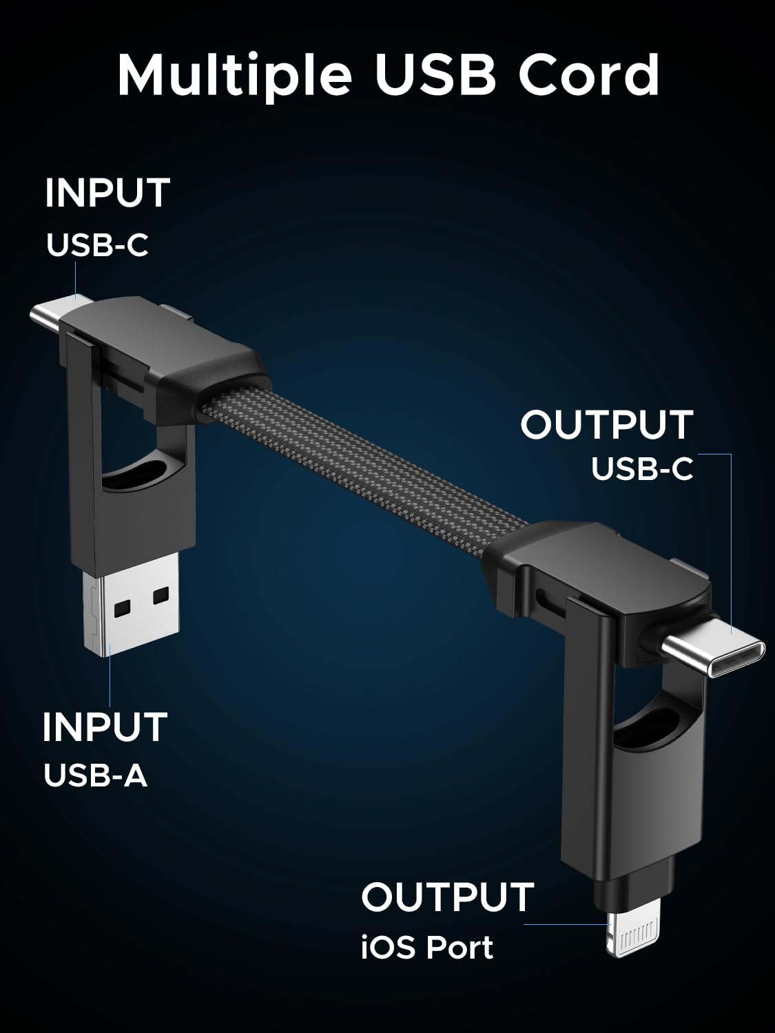 Multi Charging Cable EDC Travel Portable Keychain Charger Cable with PD Ultra-Fast Charging Power, Magnetic 4 in 1 USB C Cable for iPhone 15/15 Pro/ 15 Plus/ 15 Pro Max/MacBook Samsung (Lava Black)
