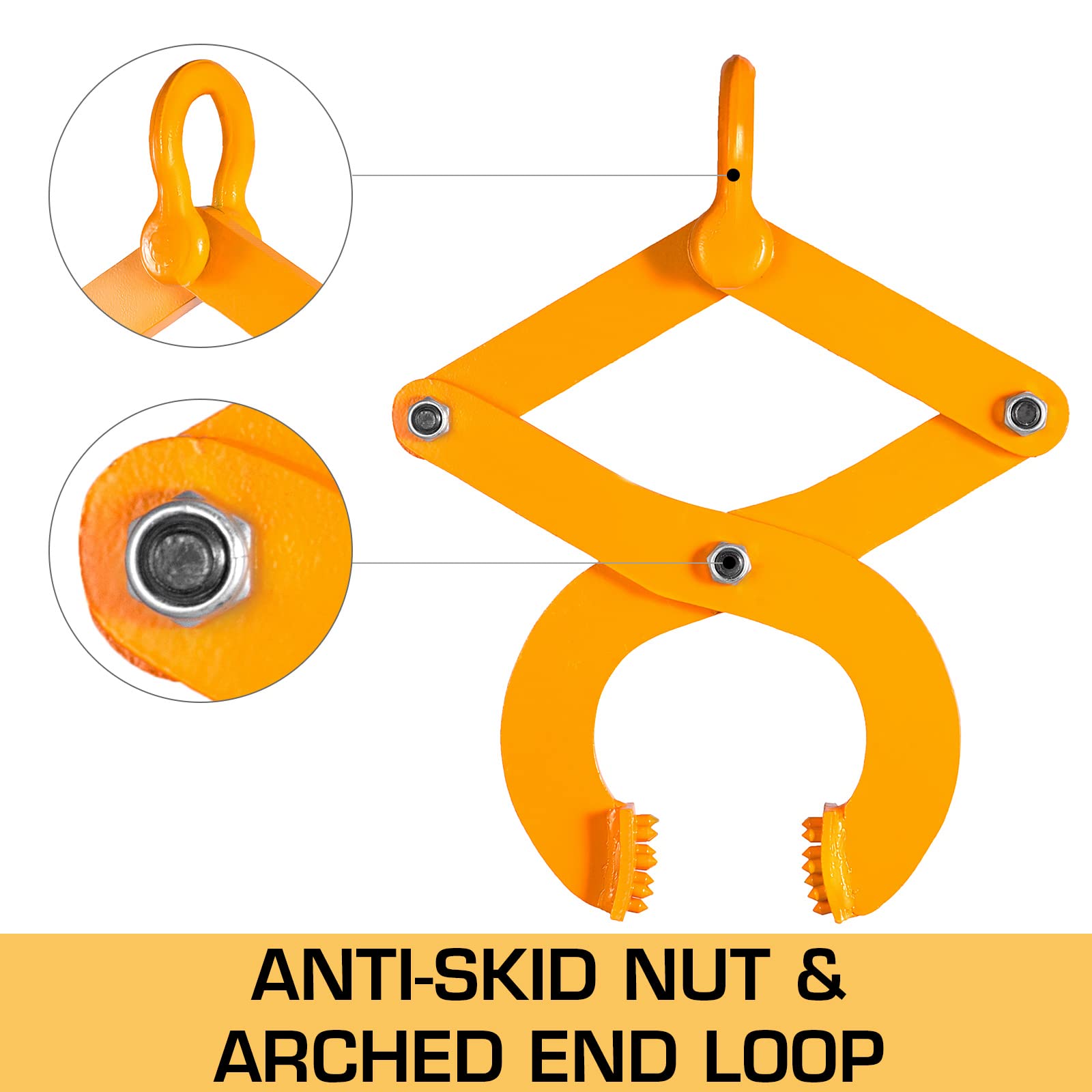 VEVOR Pallet Puller, 1T/2205 LBS Heavy Duty Steel Single Scissor Yellow Clamp, 4.3 Inch Jaw Opening and 0.5 Inch Jaw Height, Hook Pulling Hoisting Tool for Forklift Chain, Yellow