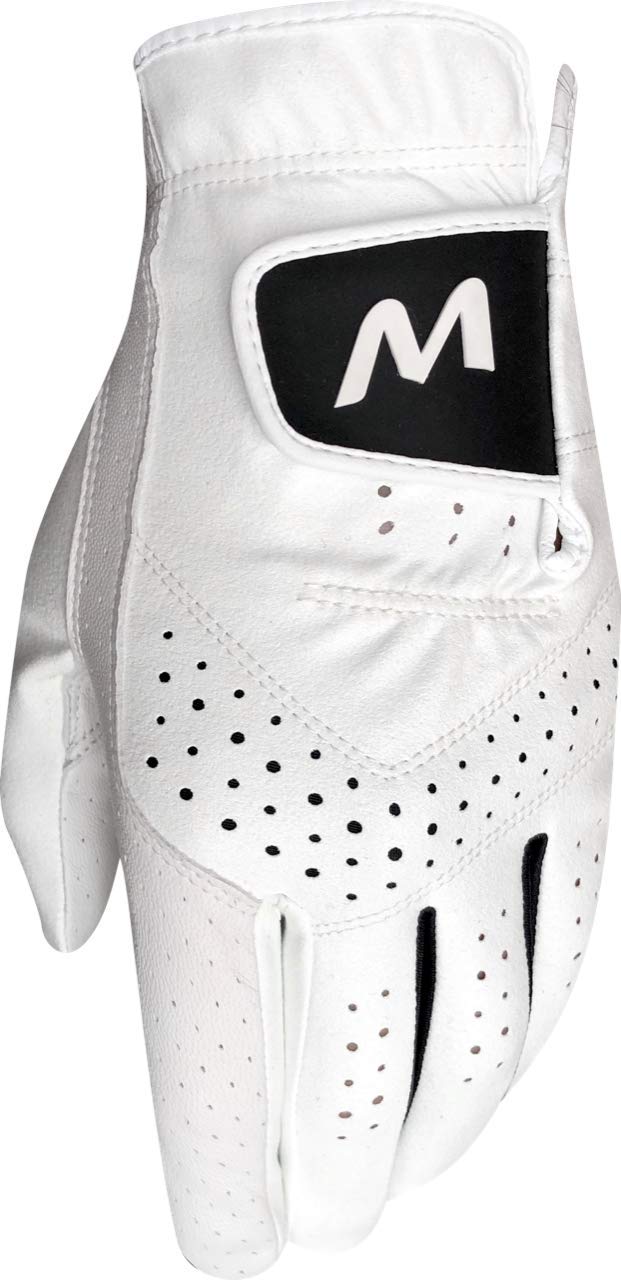 Majek Golf Mens Pro Tour White Cabretta Leather Golf Gloves Comfort Fit Breathable Ventilation for Maximum Feel - 9 Pack (Large, left)