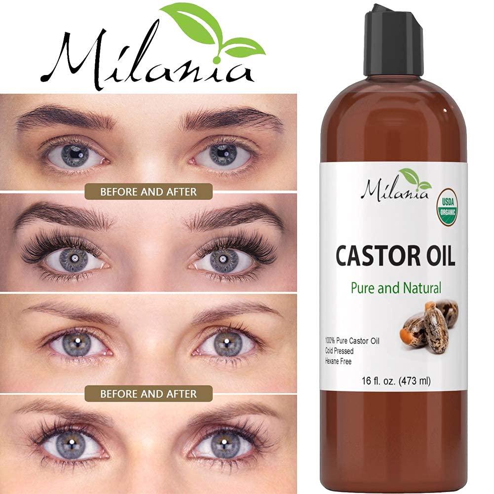 Organic Castor Oil-100% Pure Cold-Pressed Beauty & Skincare Serum-Eyelash & Eyebrow Hair Growth Enhancer-Natural Conditioner