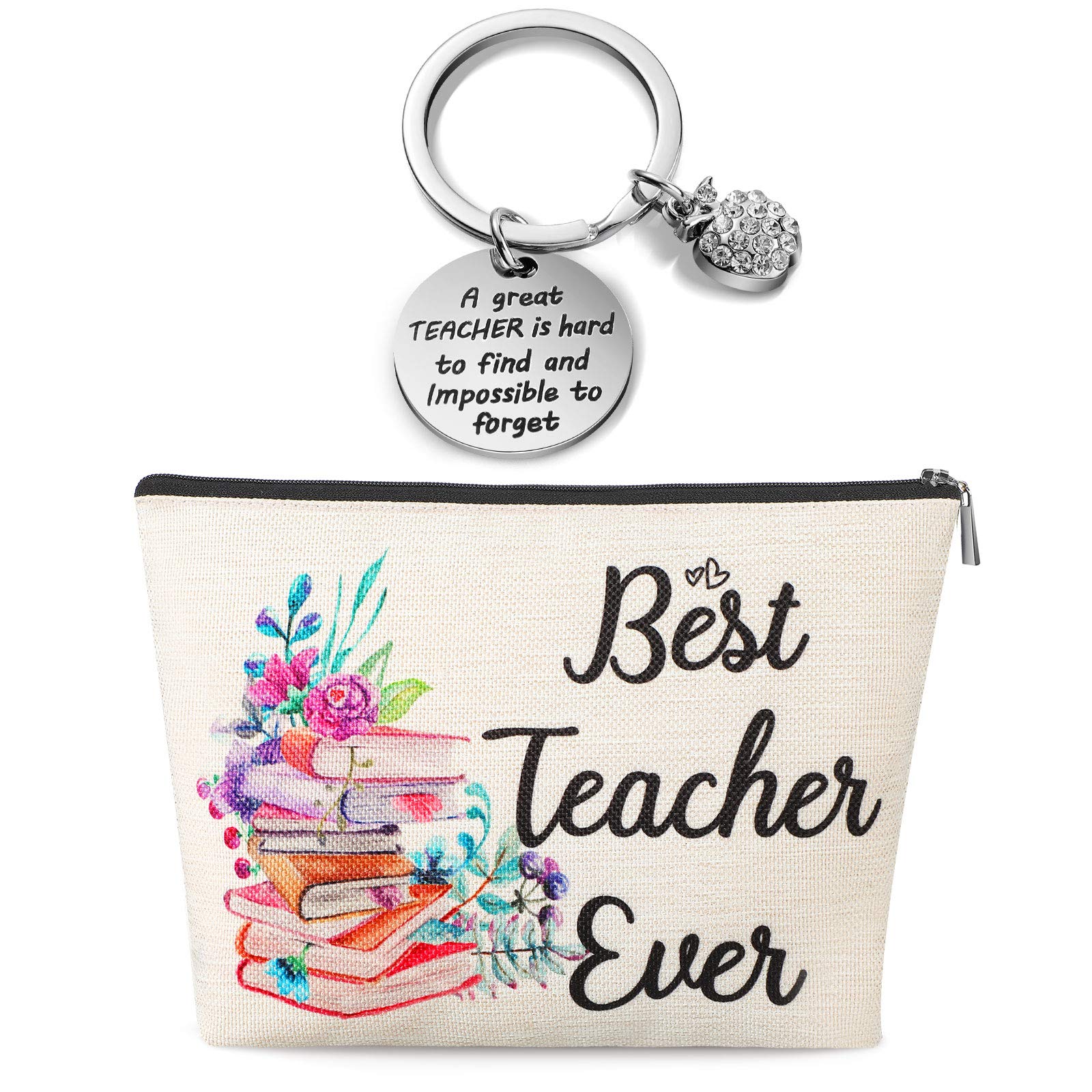 Weewooday Teacher Appreciation Present for Women Makeup Bag Keychain for Teacher for 2024 Graduation
