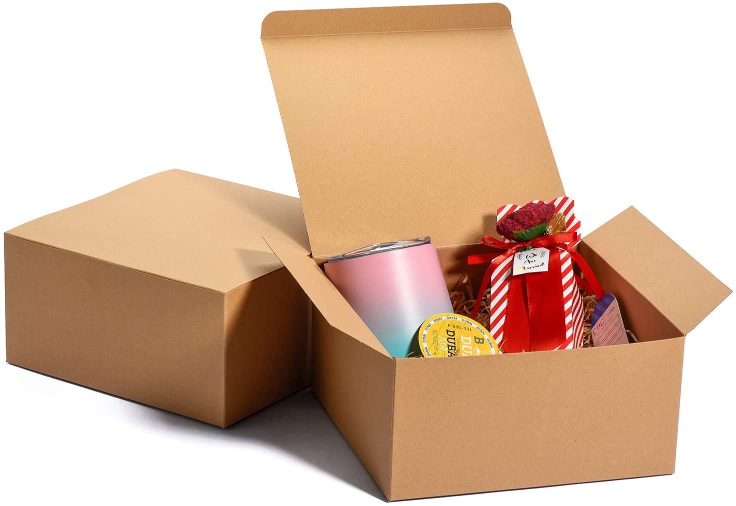 MESHA Brown Gift Boxes 8x8x4'',12 PC Kraft Paper Gift Boxes with Lids for Bridesmaid Proposal,Mother's Day,Birthday Party,Wedding,Graduation,Crafting