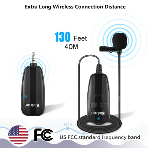 Wireless Lavalier Lapel Microphone for DSLR Camera/GoPro Video Recording, 164 ft Range, Rechargeable&6 Hrs Working, Plug and Play UHF Portable Cardioid Clip-on Cordless Mic with 1/8 inch TRRS Output