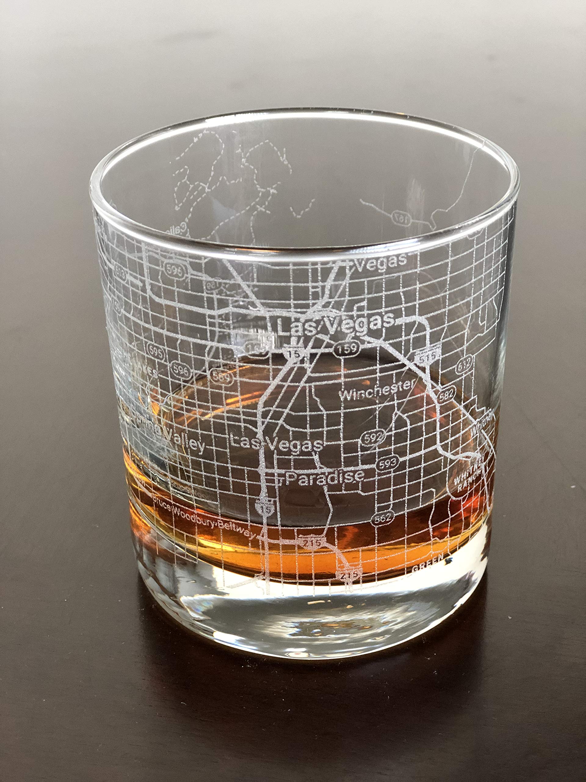 Rocks Whiskey Old Fashioned 11oz Glass Urban City Map Las Vegas Nevada