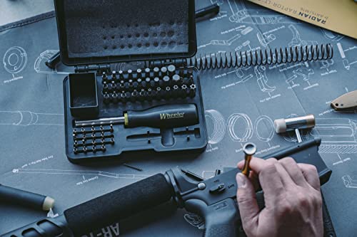 Wheeler 55 Piece SAE/Metric Hex and Torx Screwdriver Set for Pistol Rifle Handgun Gunsmithing Rebuild and Maintenance, Multicolor