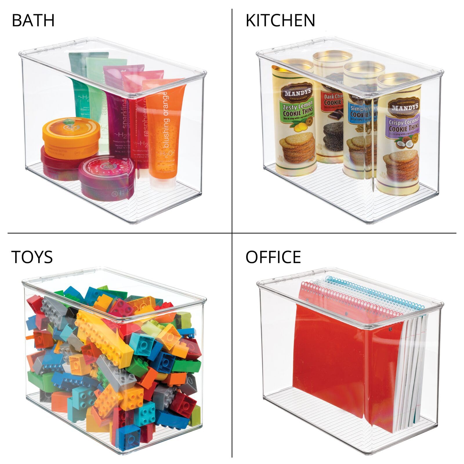 mDesign Stackable Plastic Closet Storage Container Shoebox with Hinge Lid - Individual Transparent Storage Organizer Containers for Shoes - Ligne Collection, Clear