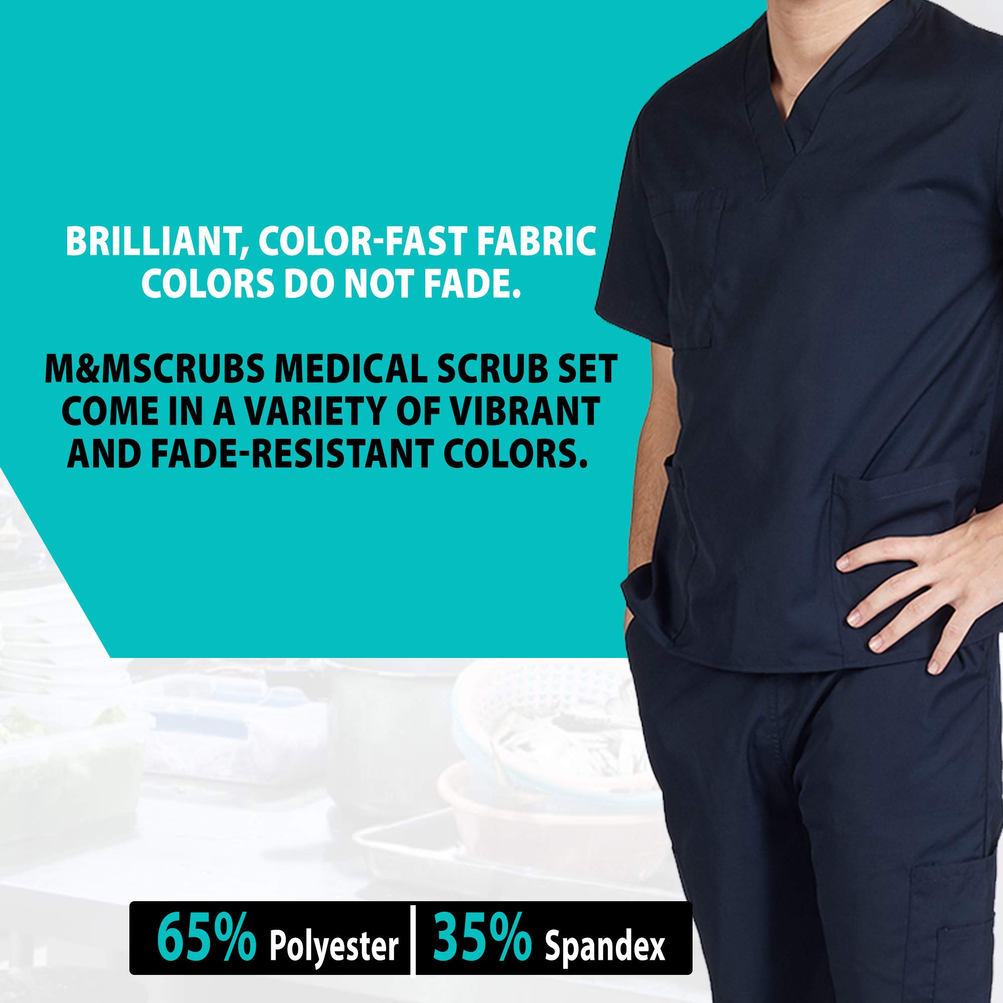 M&M SCRUBS Men Scrub Set Medical Scrub Top and Pants M Black