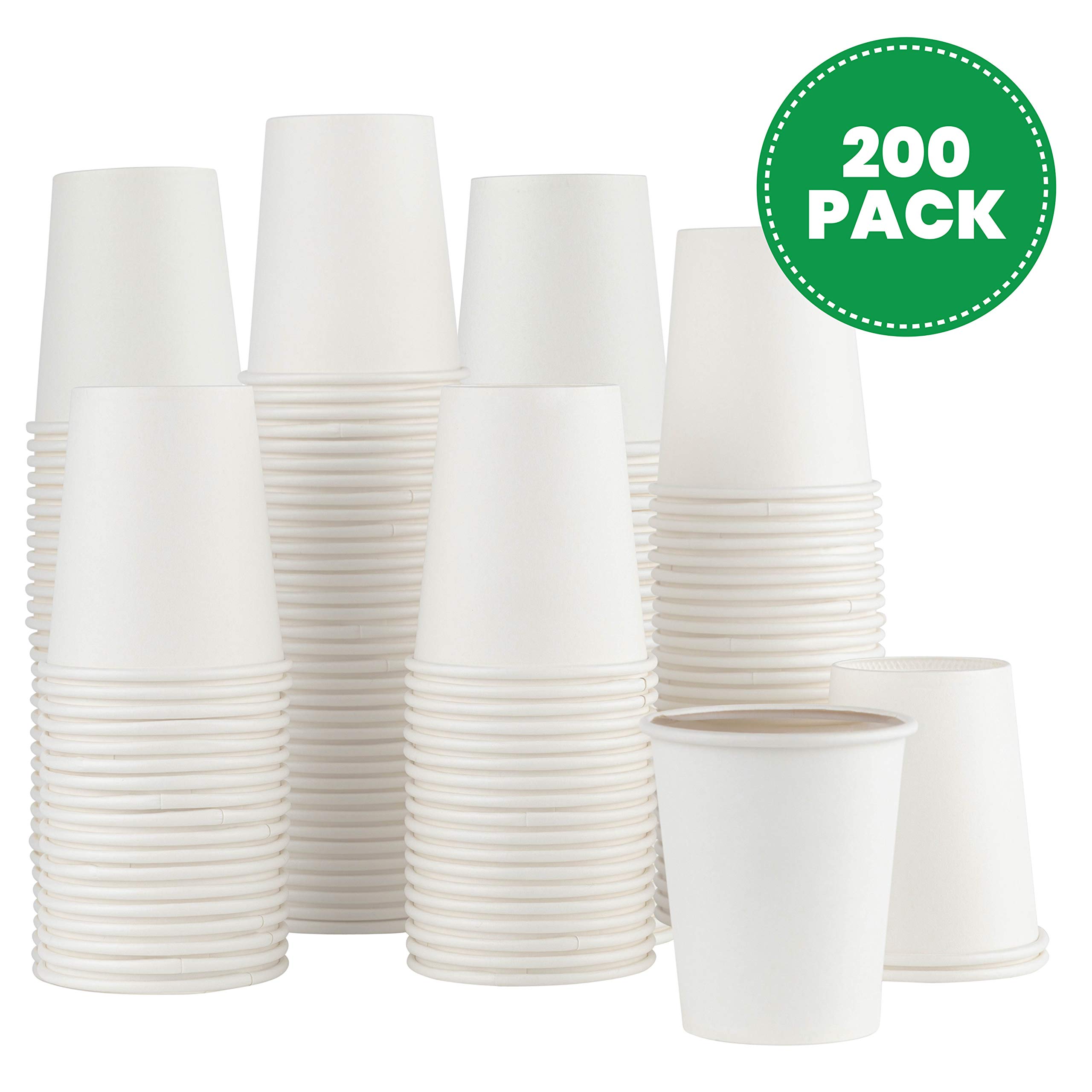 PLASTICPRO [200 Pack] 5 ounce Paper Hot Cups Disposable Coffee Cup for Bathroom, Espresso, Mouthwash Cups