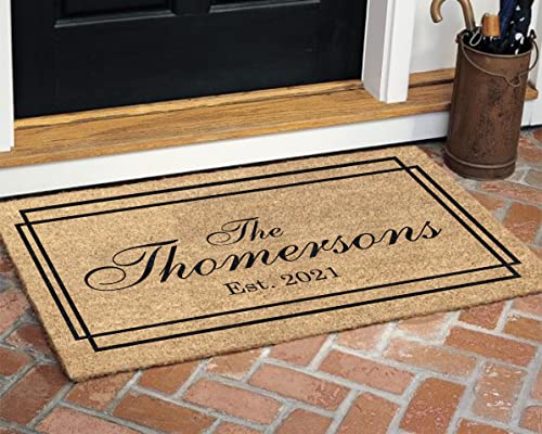 Personalized Last Name Coir Coconut Husk Doormat Door Mat 18x30 or 24x36 (18"x 30")