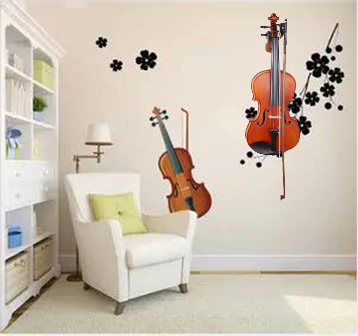 PUNK Violin Viola Wall Mount Hanger,Violin Viola Hook,Mahogany Violin holder,with Bow Hook,Home & Studio Wall Mount Violin Hangers (Mahogany)