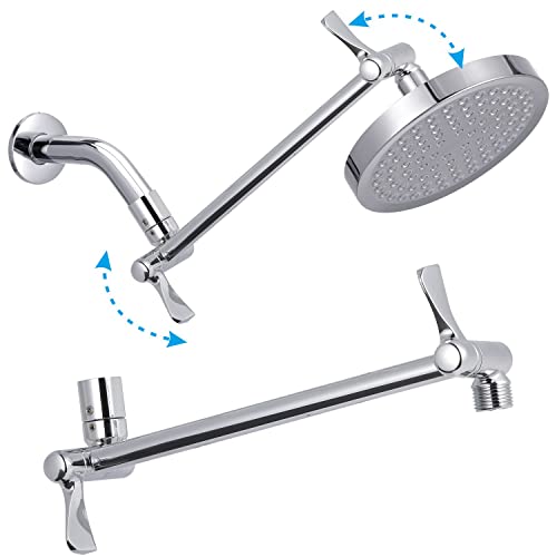Shower Extension Arm, Eolax Solid Brass Adjustable Shower Pipe Extender with Universal Connection to Fixed Shower Head (11" Chrome)