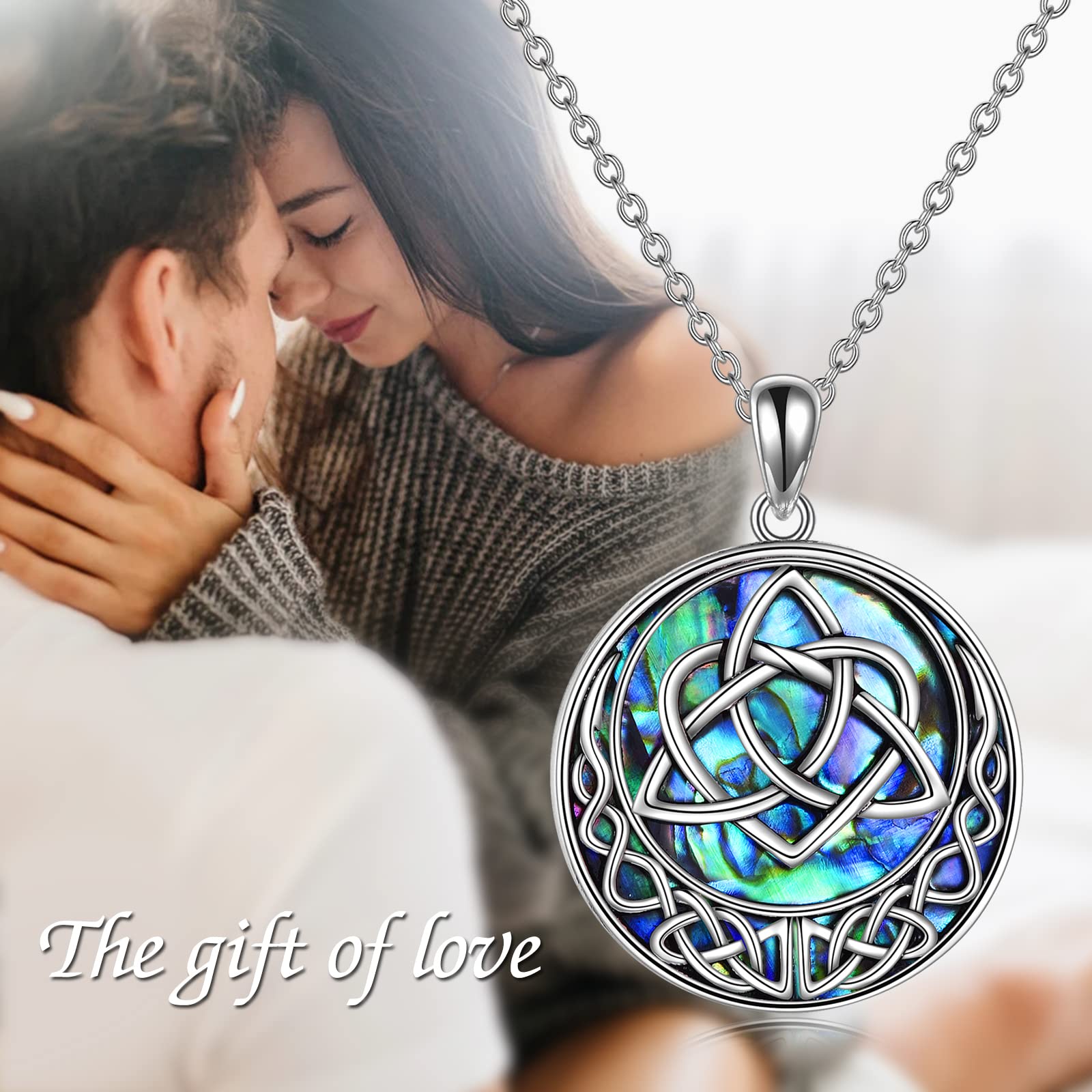 ONEFINITY Good Luck Irish Celtic Knot Necklaces Sterling Silver Abalone Shell Celtic Knot Pendant Gifts for Women Men