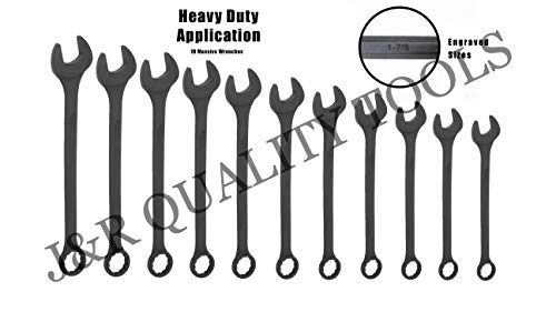 VCT 10 PC SAE Black-Oxide Jumbo Combo Wrench Set | 1-5/16" - 2" W/Carrying Pouch