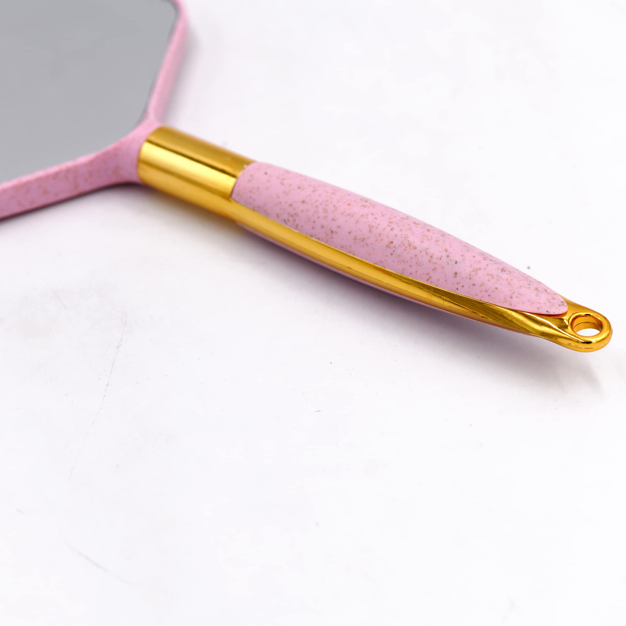 YCHMIR Hand Mirror, Handheld Mirror with Handle,Barber Hairdressing Handheld Mirrorfor for Salon 6 x 13 inch Pink-Square