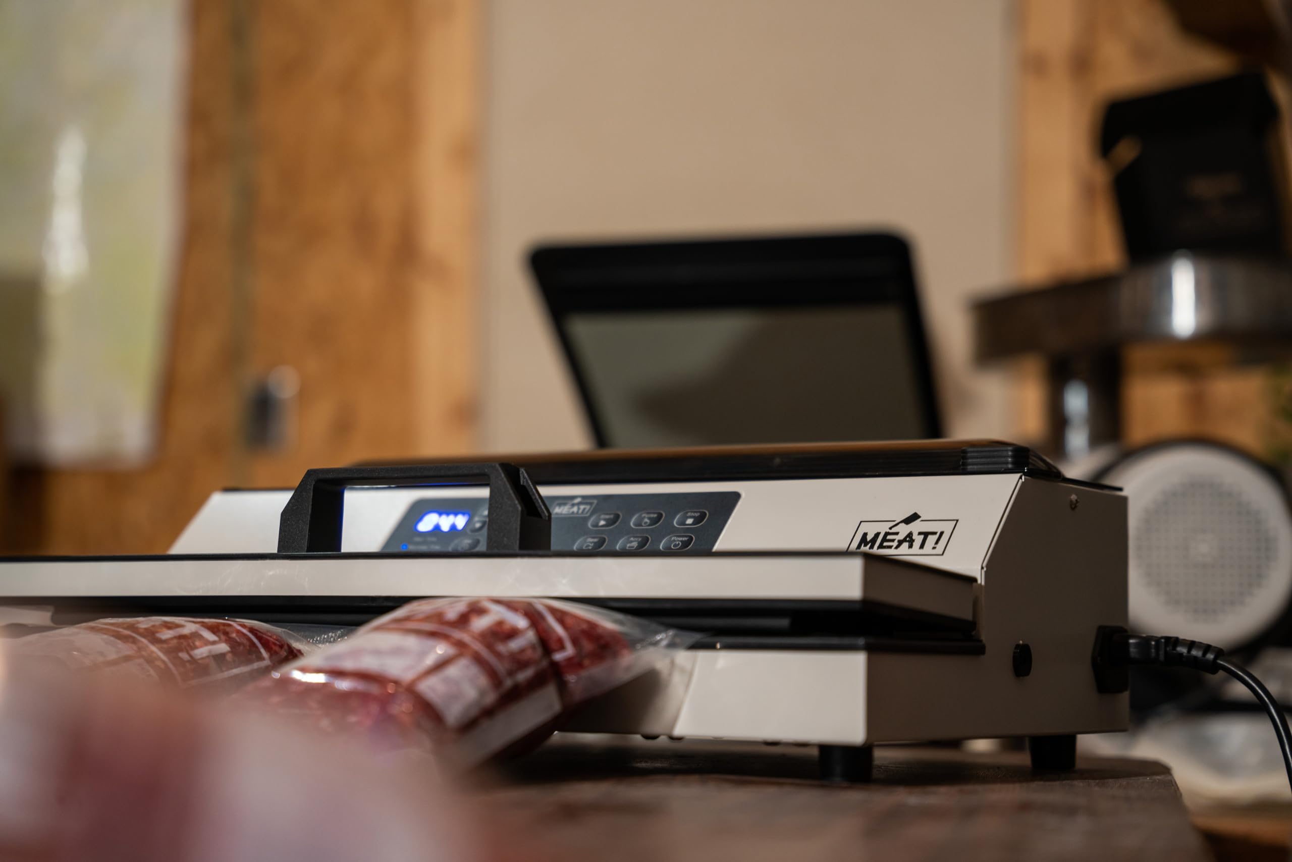 MEAT! 16 Inch External Vacuum Sealer with a 16 Inch Sealing Strip, Bag Roll Storage, Bag Cutter, and LCD Display for Preserving Meat and Vegetables