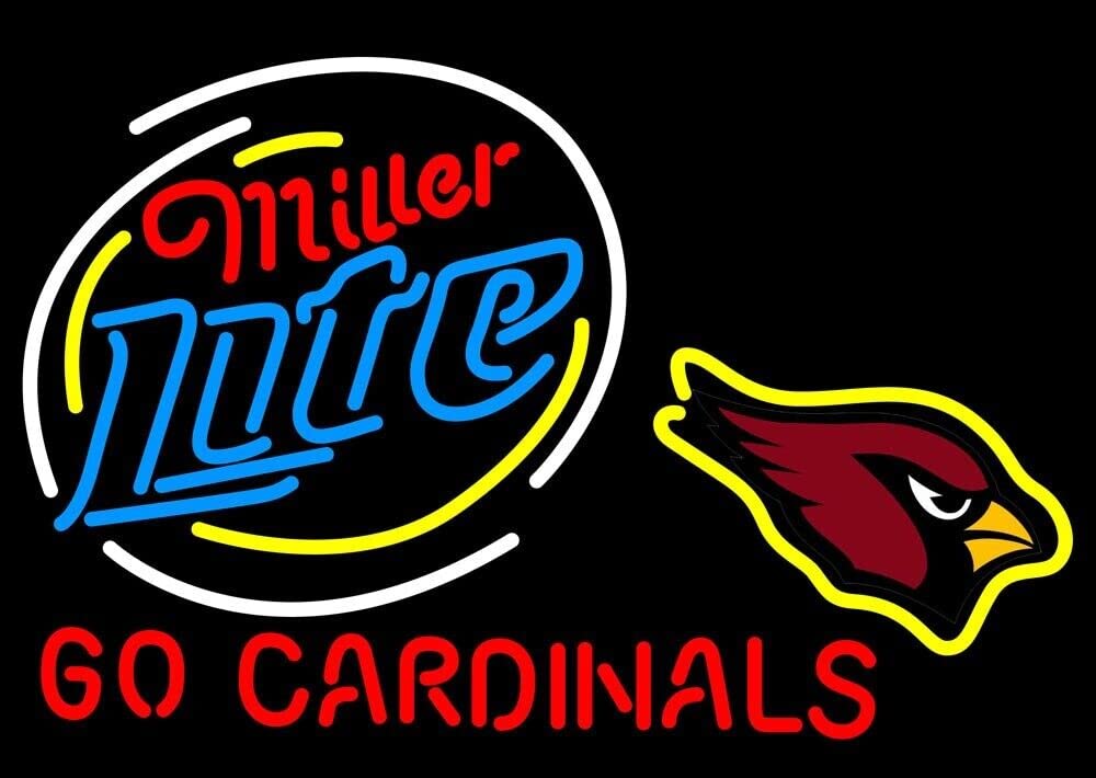 Queen Sense 10" Vivid Millers Lite Arizonas Sports Team Go Cardinal LED Sign Light Lamp Cute Bright Neon Wall Decor STS637