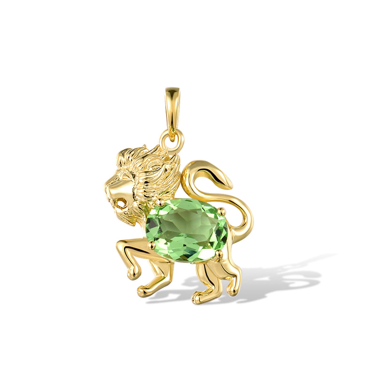 Santuzza 925 Sterling Silver Leo Zodiac Pendant Green Glass Lion Horoscope Pendant for Women