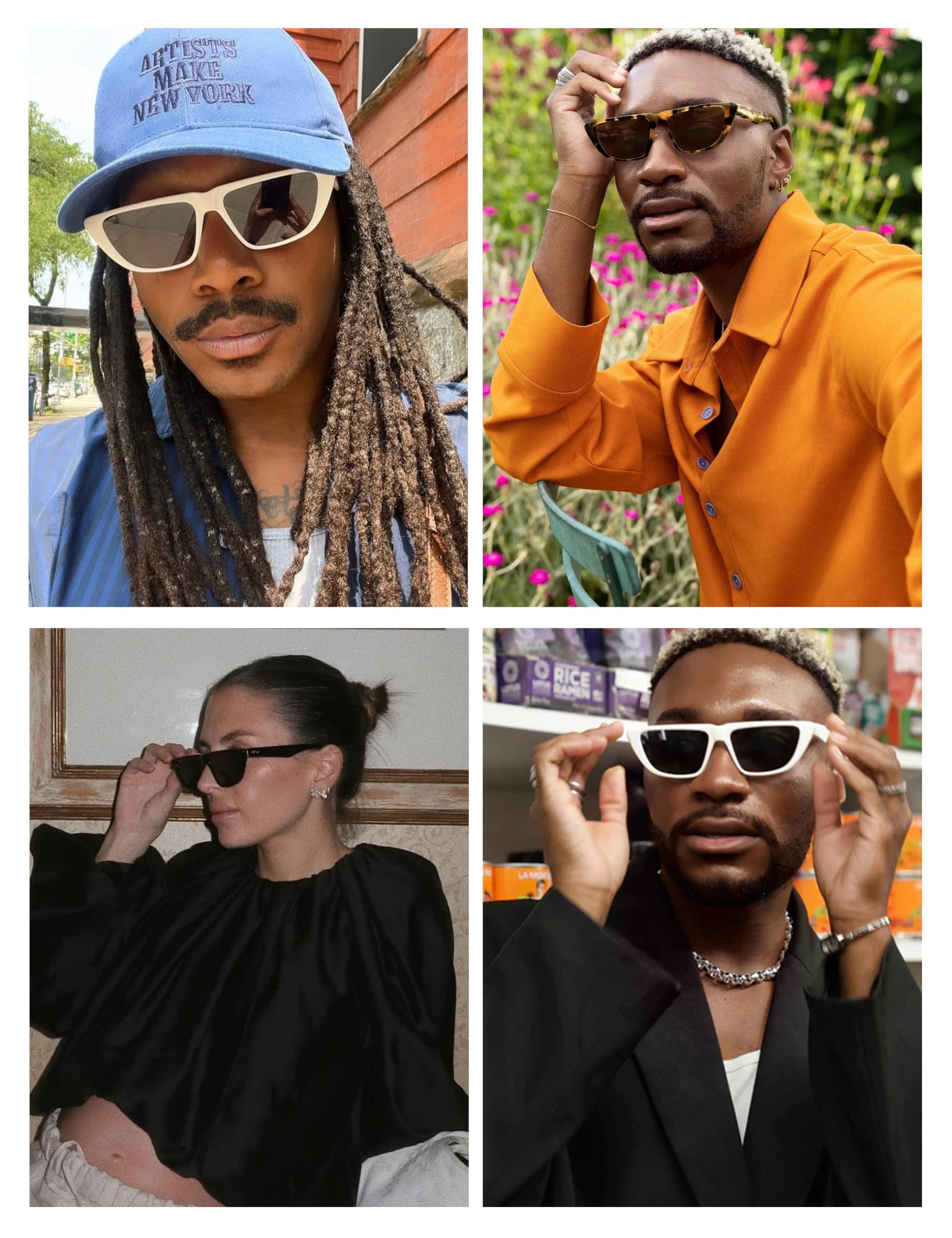 VANLINKER Trendy Polarized Cat Eye Sunglasses for Women Men Retro Square Shade Slim Frame VL9790 Black