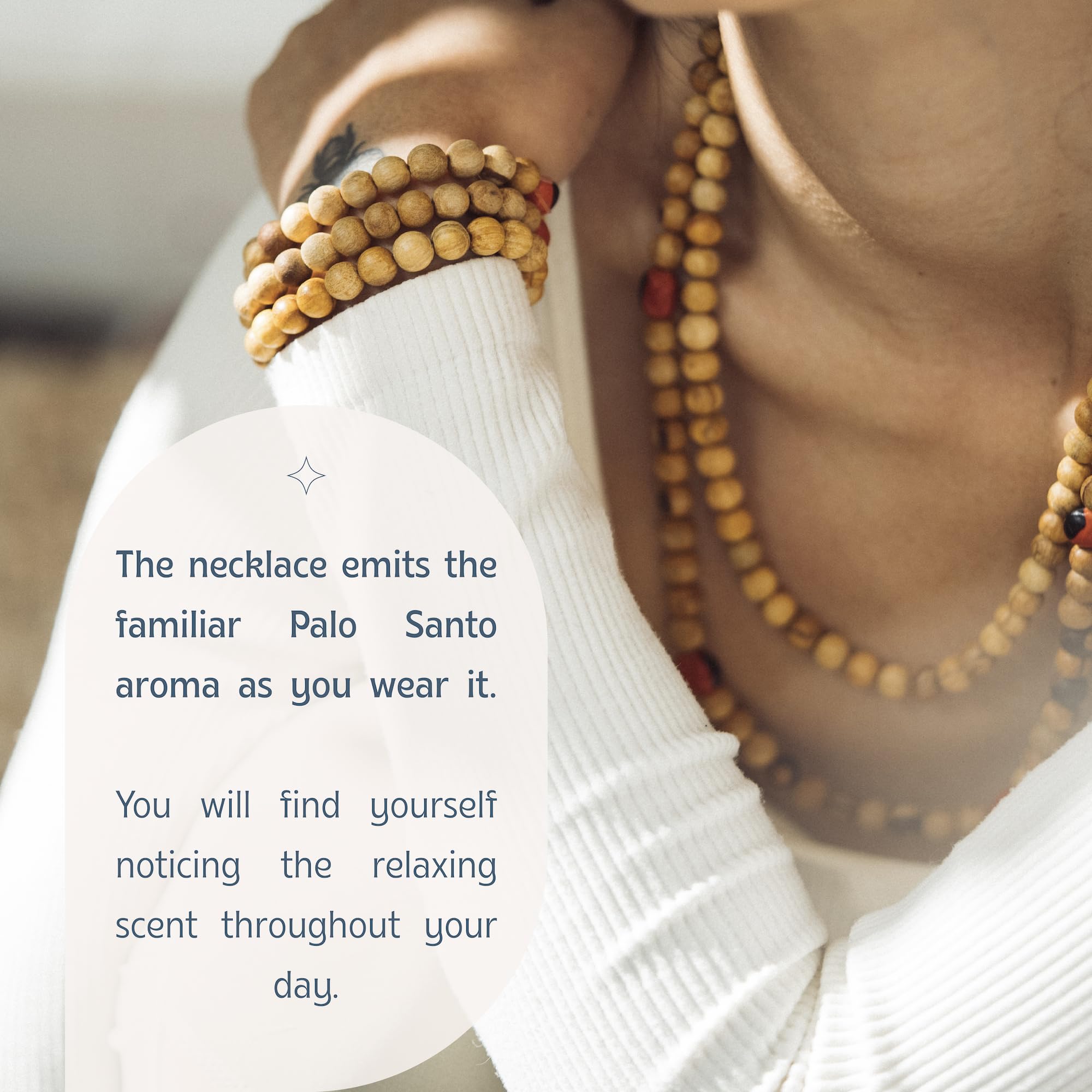 Luna Sundara Palo Santo Necklace Handmade in Peru Highly Aromatic and Spiritually Cleansing (Palo Santo)