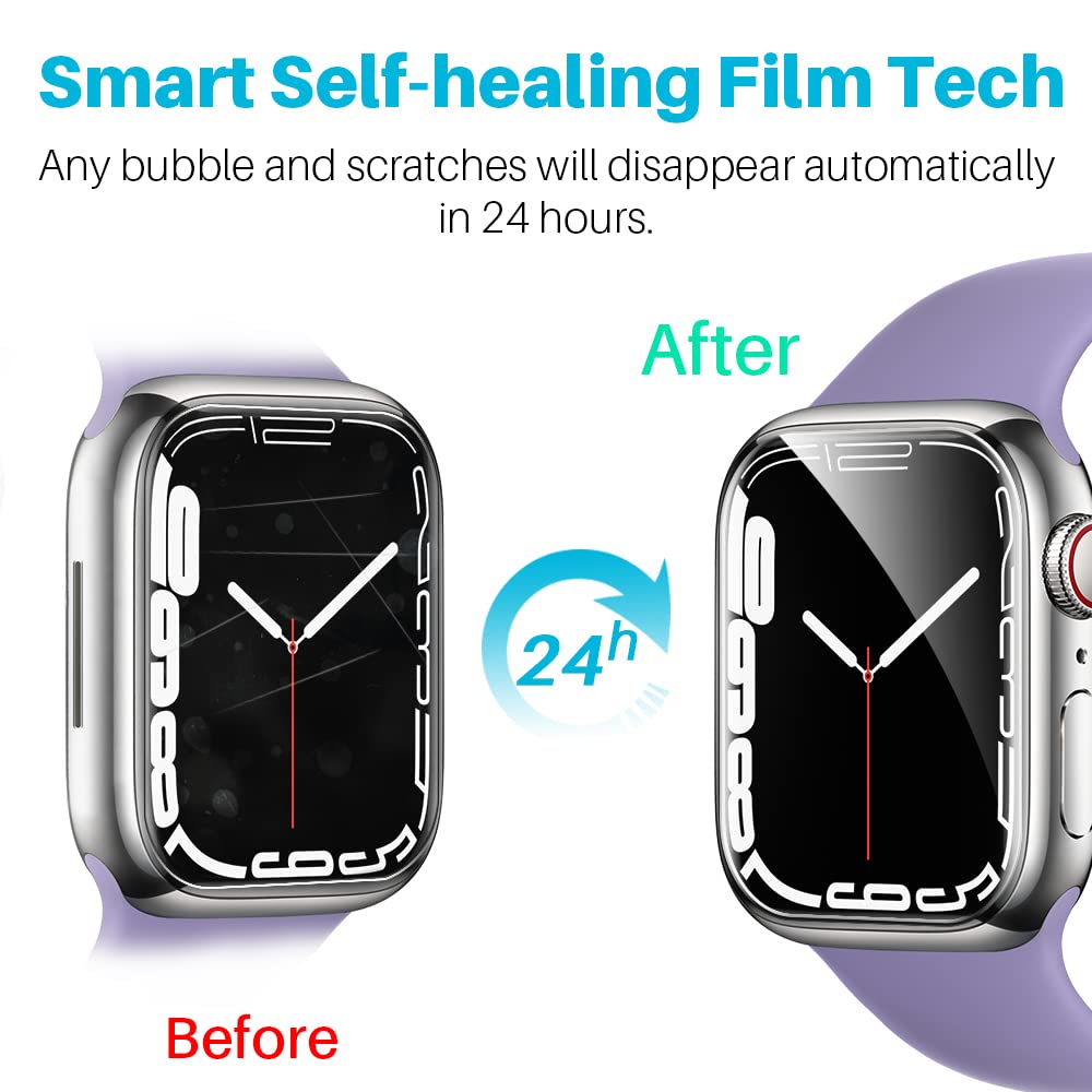LK 6 Pack Screen Protector Compatible with Apple Watch Series 7 45MM Series 6 Series 5 Series 4 44mm, Max Coverage, Compatible with iWatch 44mm, Ultra-Thin TPU Film, Case Friendly，apj02